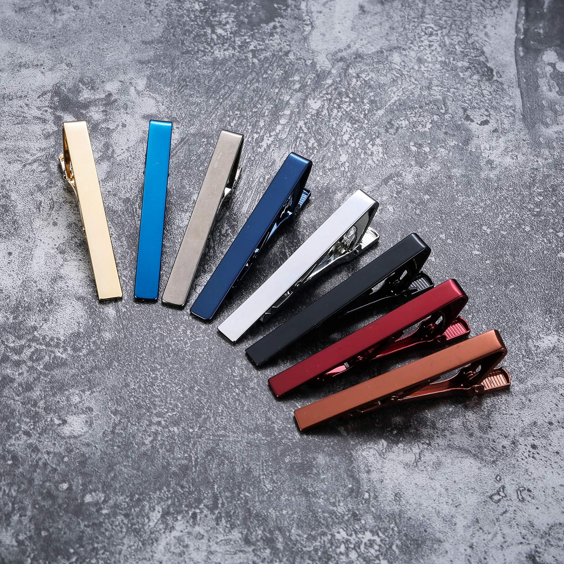 Yadoca 8 Pcs Tie Clips Set for Men Tie Bar Clip Set Wedding Business Professional Fashion Assorted Designs Regular Skinny Necktie Clip with Gift Box