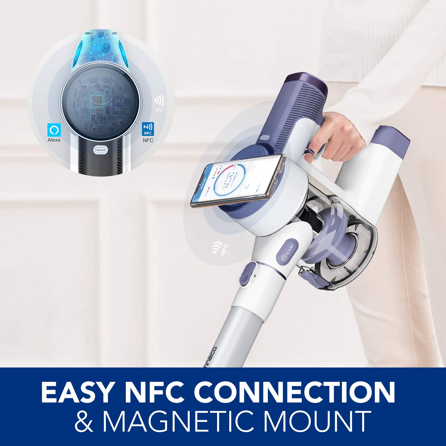 Tineco Pure ONE S12 V Smart Cordless Stick Vacuum, Powerful Suction & Long Runtime, Lightweight Multi-Surface & Pet Hair Cleaning, with Alexa Voice Support