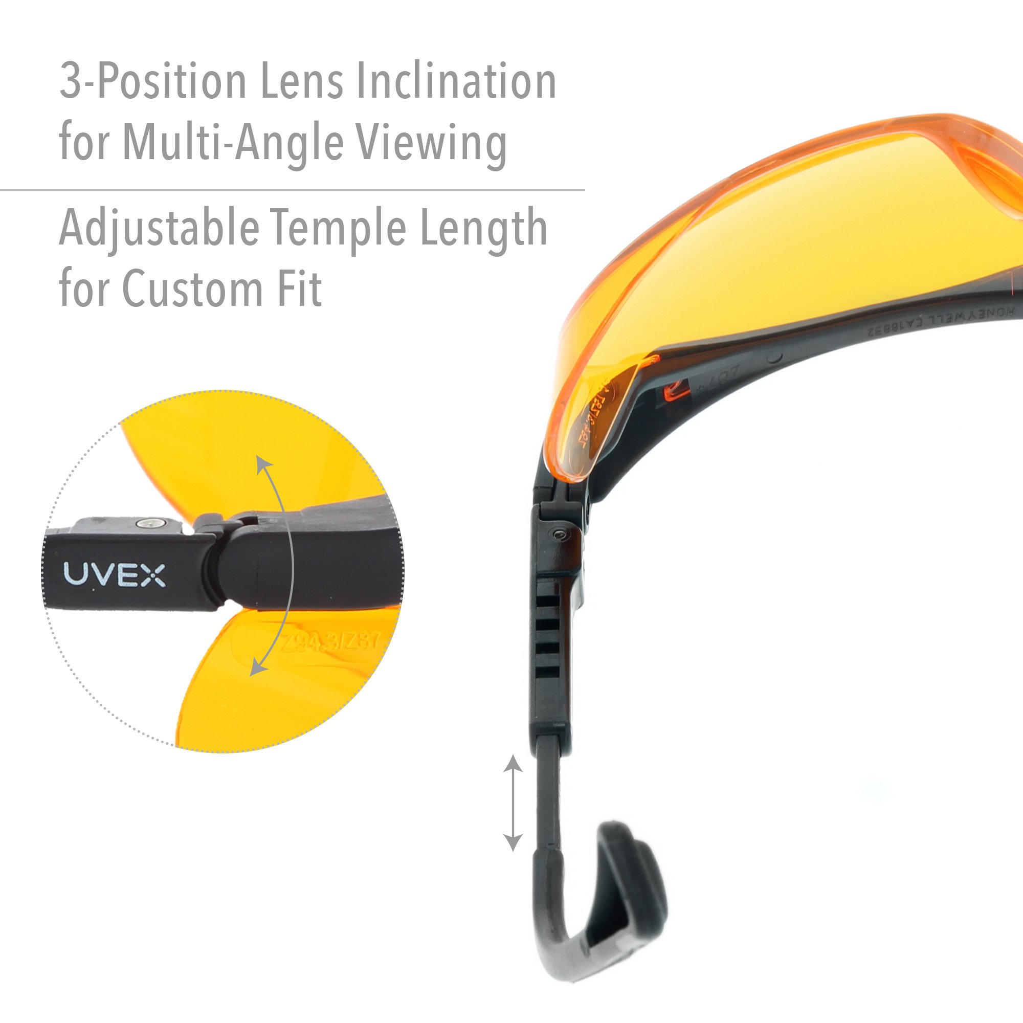 Uvex Ultra-Spec 2000 Blue Light Blocking Computer Glasses with SCT-Orange Lens (S0360X)