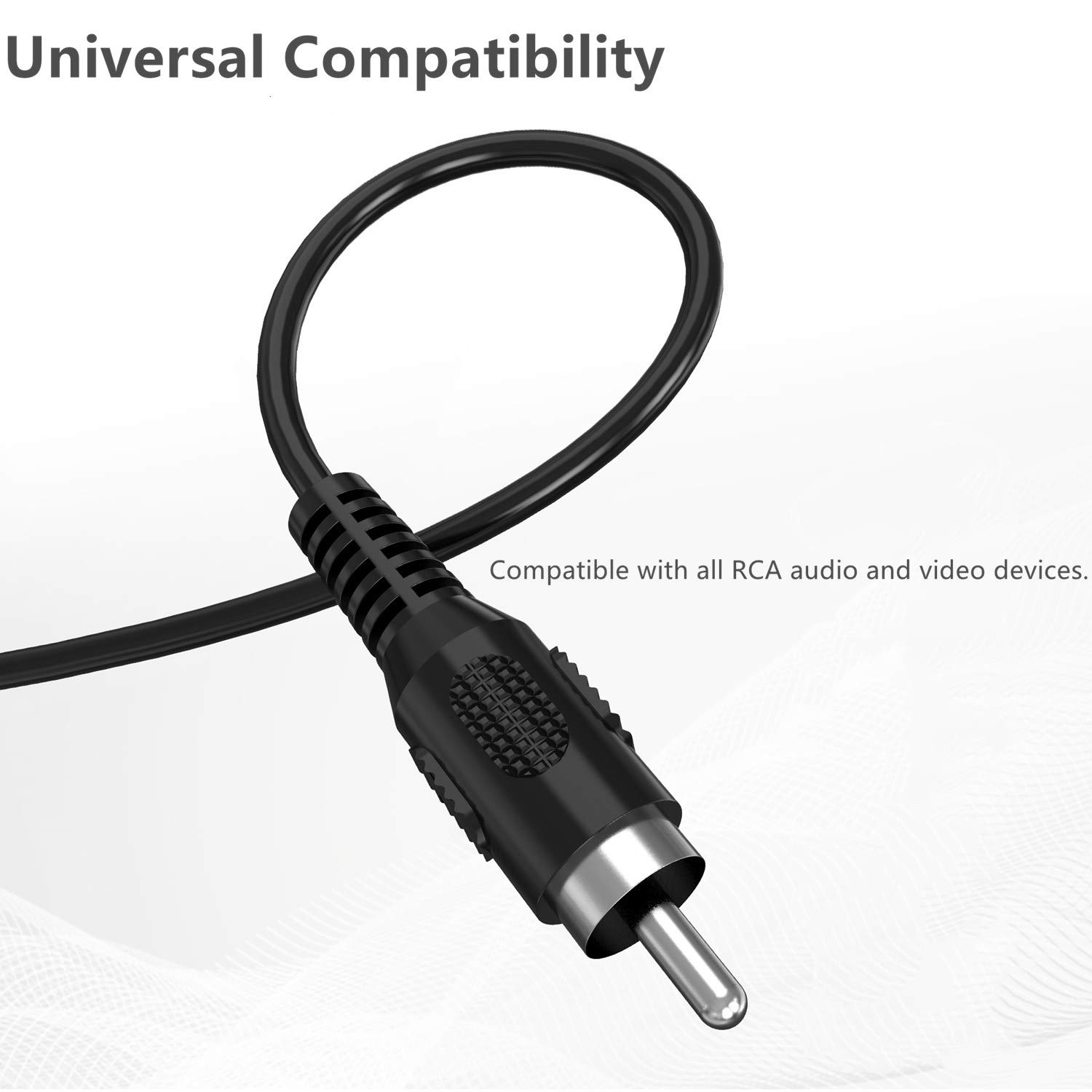 Ullnosoo RCA Extension Cable, 2 Pack 15ft Audio Video RCA Male to Female Cord for Speaker, Subwoofer, Camera, HDTV, Amplifier