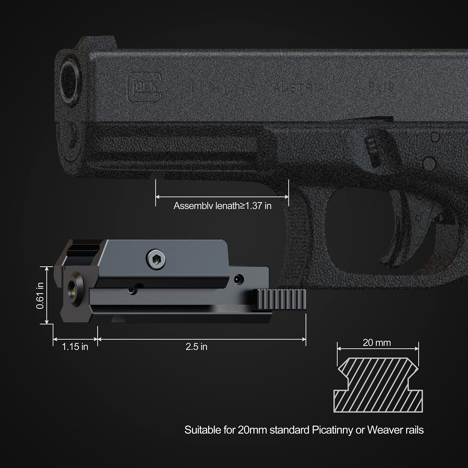 Twod Laser Sight Red Dot Gun Sight for Pistol Gun Tactical Rifle Handgun with 20mm Picatinny Mount