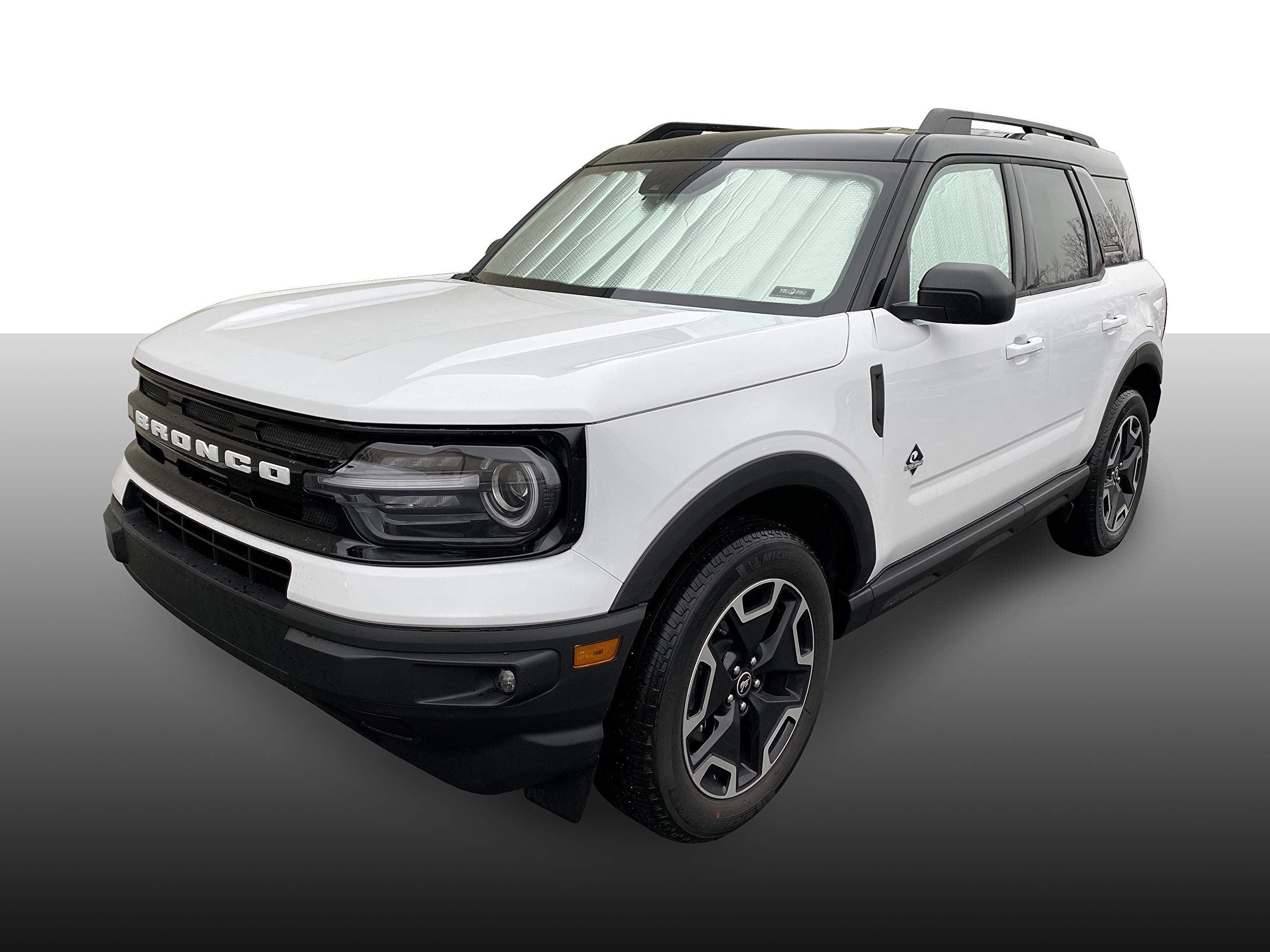 YelloPro Custom Fit Reflective Windshield Sunshade for 2021 2022 2023 2024 Ford Bronco Sport SUV, Base, Big Bend, Outer Banks, Badlands, First Edition [Made in USA]
