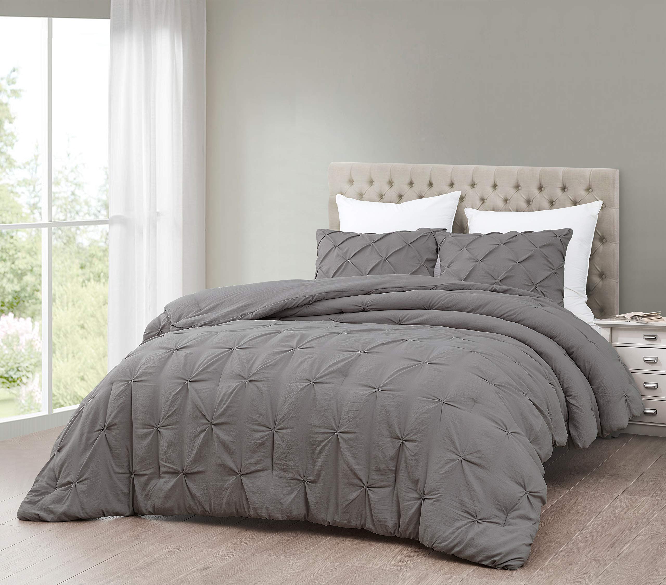 SupraSoft Estellar Comforter Set Pinch Pleat | Grey | King