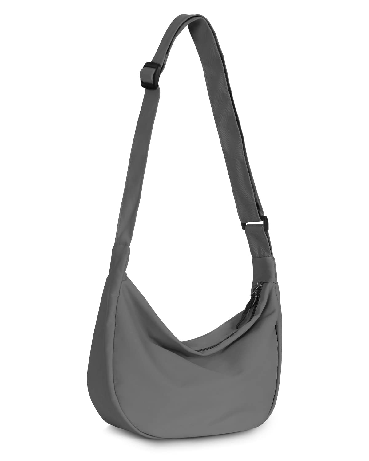 Small Sling Crossbody Bag for Women Men Trendy, Mini Crescent Bag with Adjustable Strap, 2 Zippers Lightweight Nylon Bag