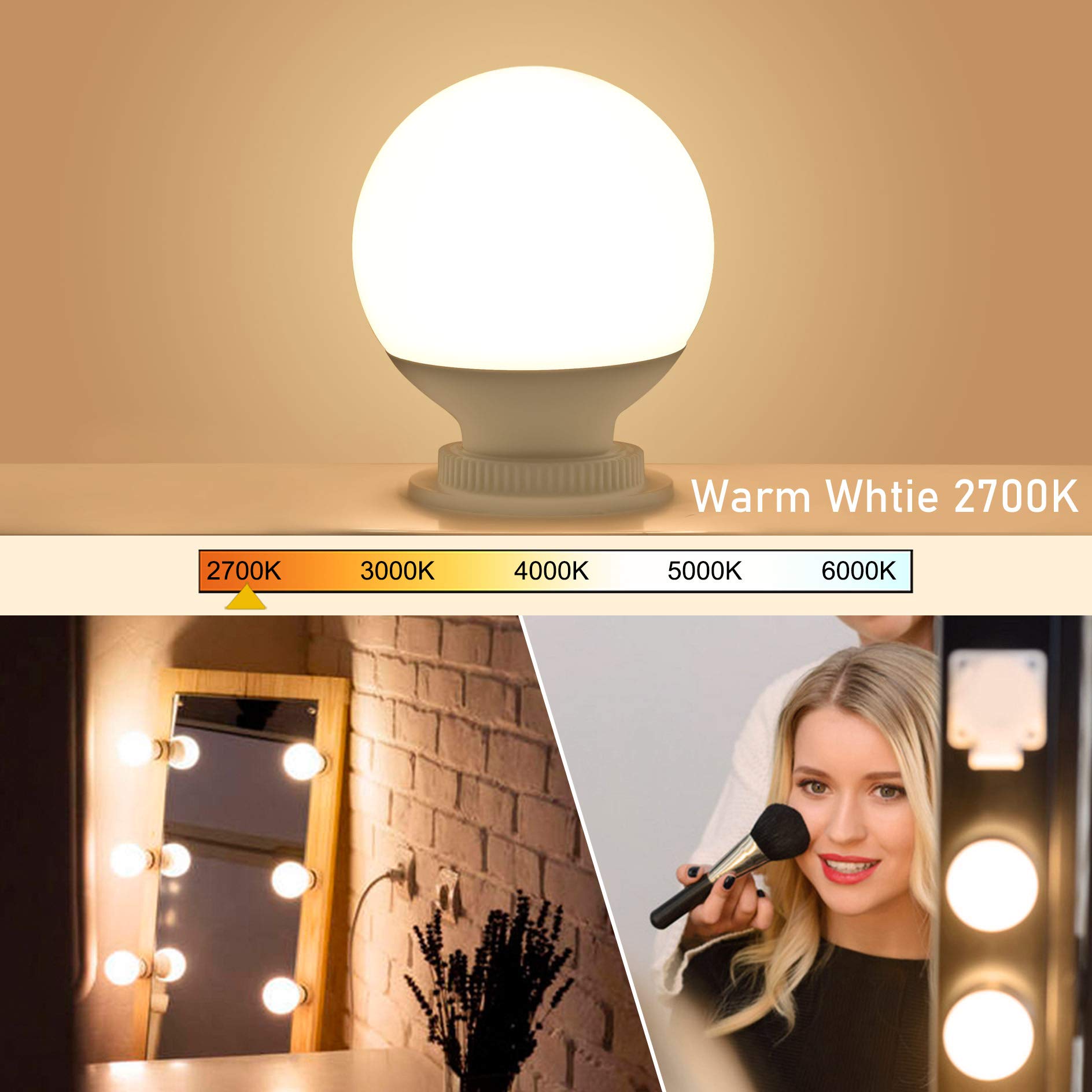 winshine G25 LED Globe Light Bulbs for Bathroom, 60 watt Equivalent Vanity Light Bulbs E26 Base 2700K Warm White CRI85+ Ideal for Makeup Mirror, Bathroom, Bedroom,Dressing Room NO-Dimmable 4 Pack