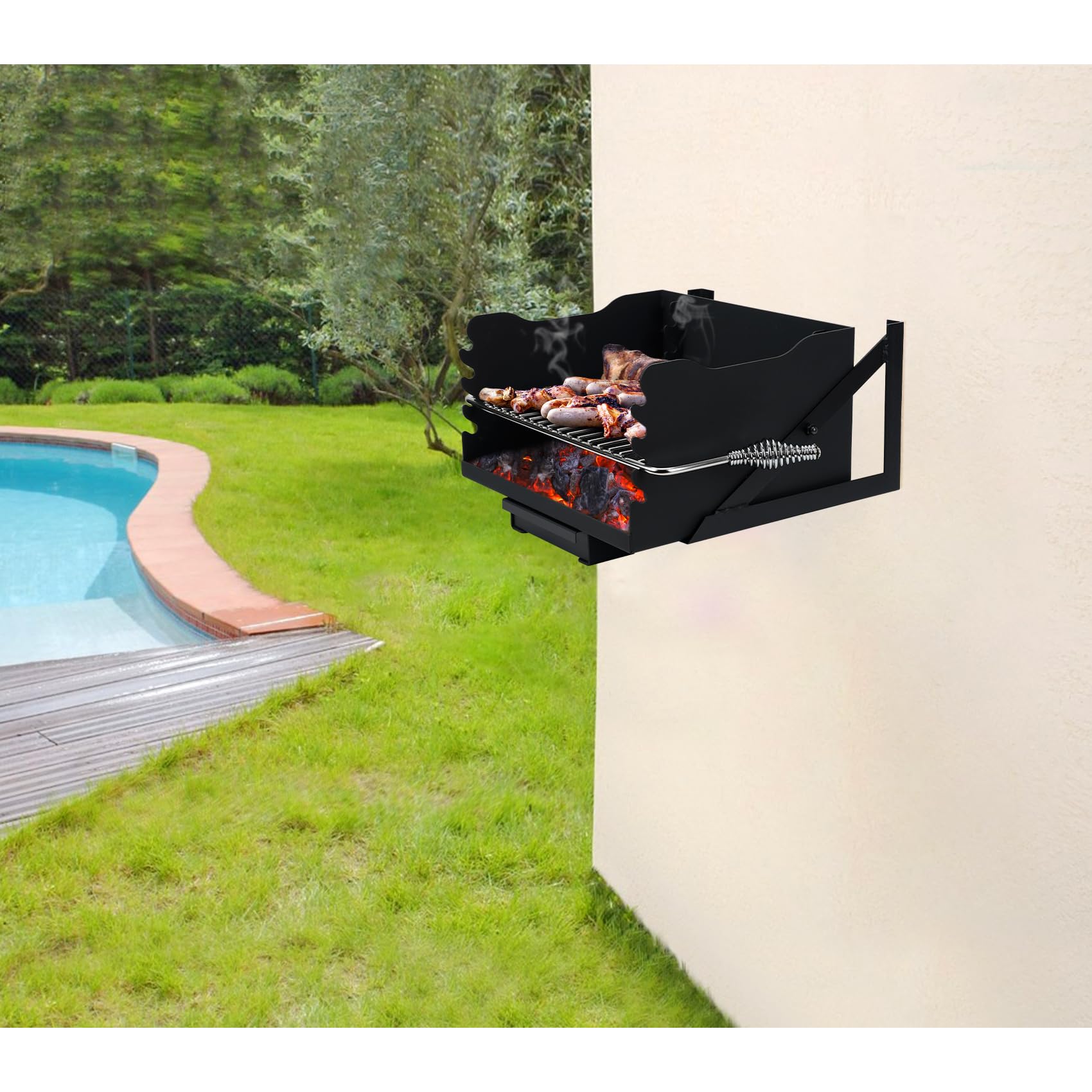Stanbroil Park-Style Charcoal Grill, Heavy Duty Steel Outdoor BBQ Park Grill with Stainless Steel Cooking Grate and Post for Backyard or Camping, Black