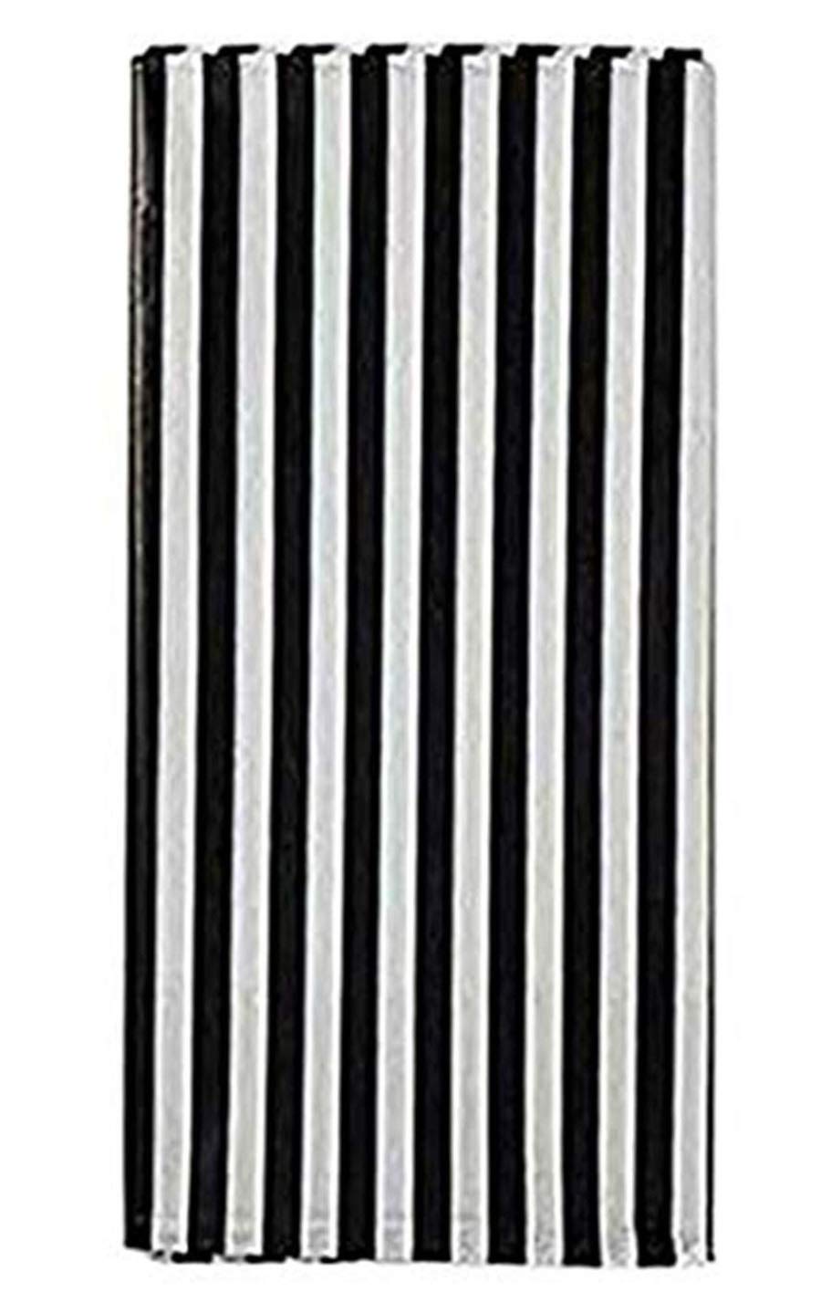 Yansanido 2pcs Plastic Picnic Party Tablecloth,Plastic Picnic Tablecloth 54''x108'' Rectangle Kitchen Picnic Wedding Birthday Party Table Covers Best (Black White Stripe, 2)