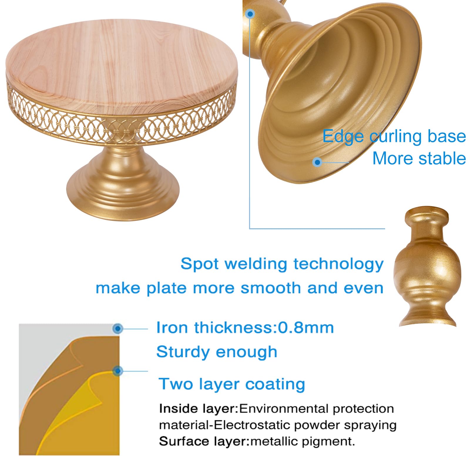 weharnar Set of 2 Cake Stand for Dessert Table Cake Plate Tray for Wedding Birthday Baby Shower Christmas Party, Cake Stand 12" 10"