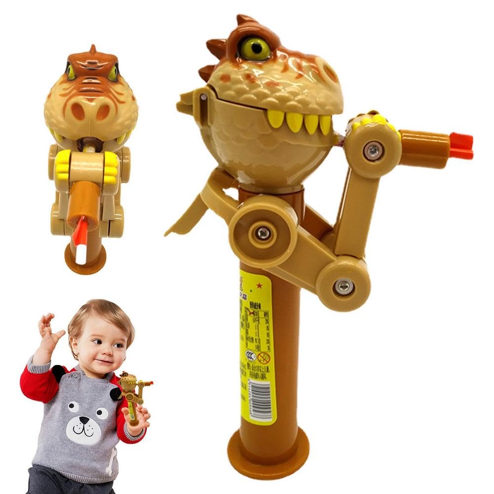 TOYANDONA 2Pack Lollipop Robot Holder, Creative Eat Lollipop Pop Ups Lollipop Case Candy Storage Holder Dinosaur Shape Proof Candy Holder Gifts for Children Kids ( Random Color