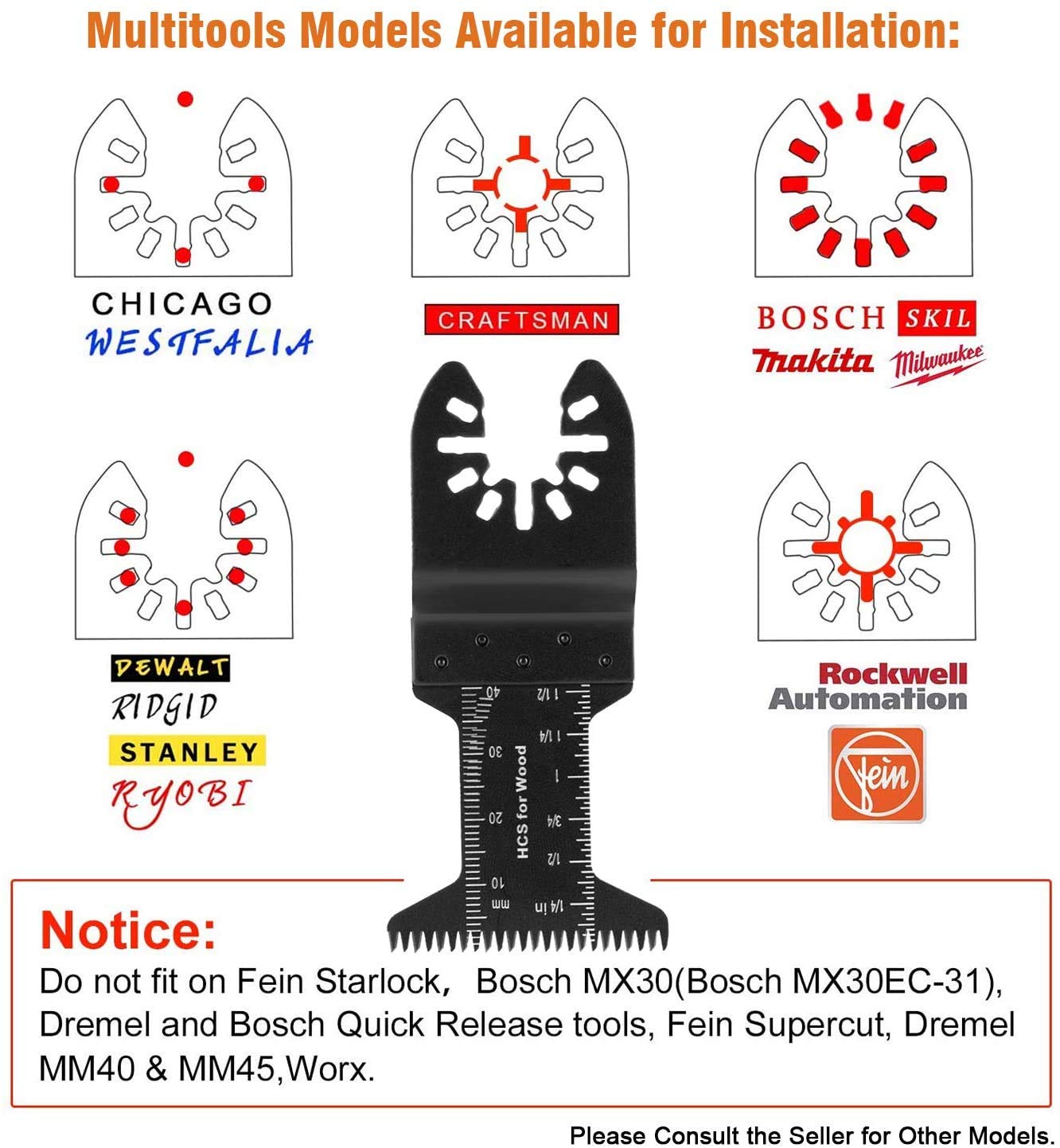 Ymiko 20 Pieces Metal Oscillating Multitool Saw Blades Quick Release Saw Blades Fit Falke Tool Mate Chicago Fein Black & Decker Bosch Craftsman Driving Force EINHELL Dreamel