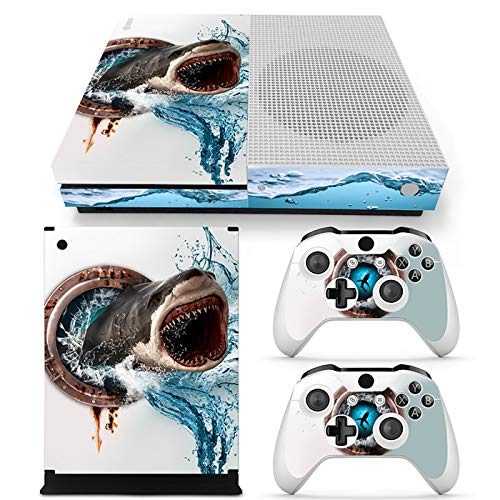 ZOOMHITSKINS X1 S Skins for Console and Controller, White Shark Attack Fish Predator Ocean Jaws Megalodon, Durable, 2 Controller Skins 1 Console Skin, Made in USA