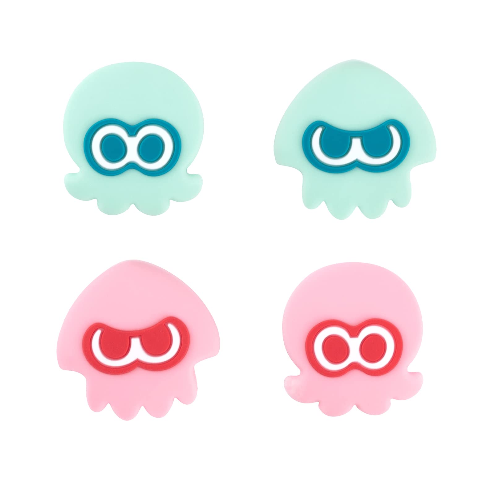 WISHAVEN Thumb Grip Caps Compatible with Playstation 5 Controller, Soft Silicone Thumbsticks Cover Set for Playstation PS5 PS4 and Switch Pro Controllers, 4Pcs - Squid & Octopus (Pink&Green)