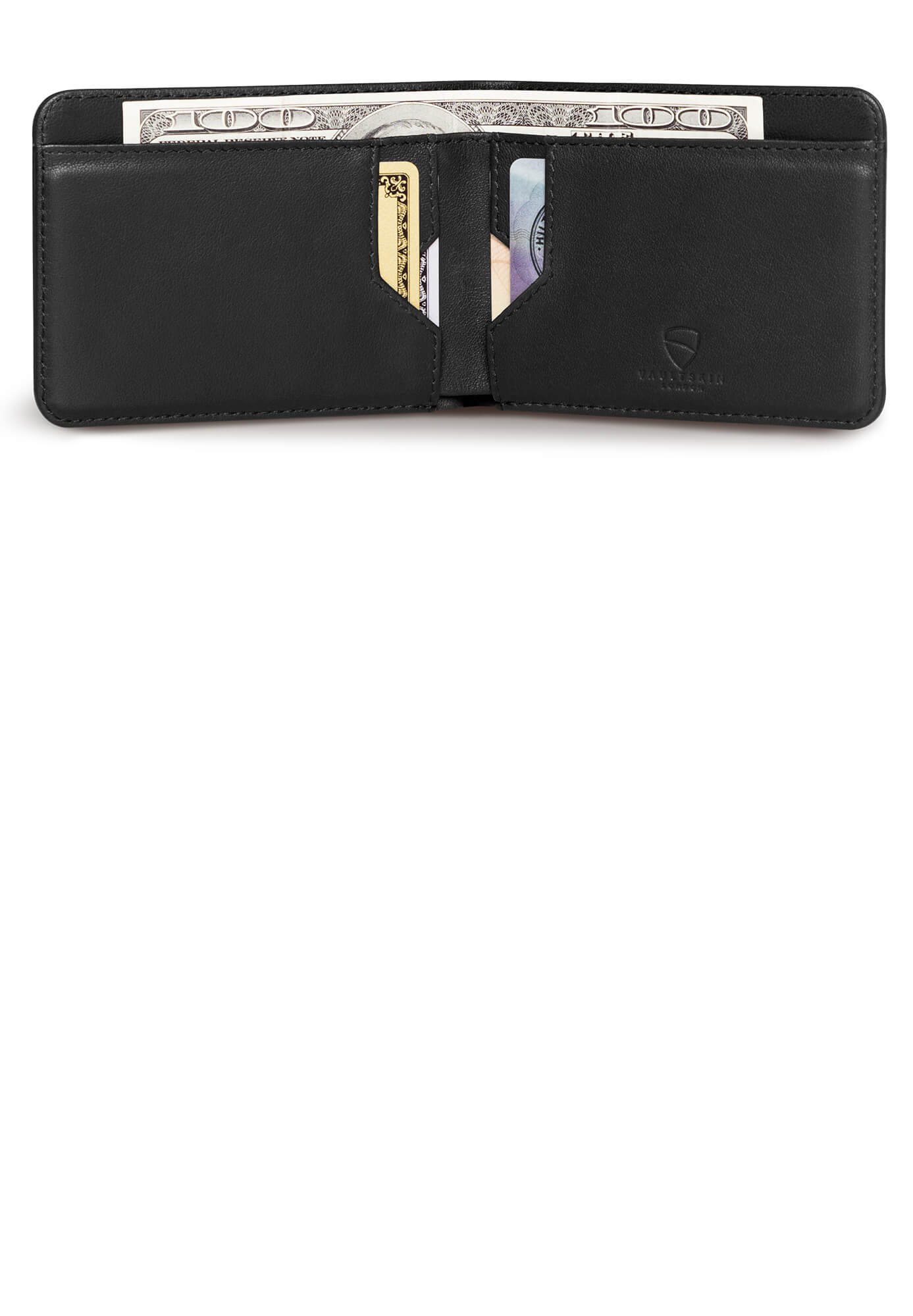Vaultskin MANHATTAN Slim Minimalist Bifold Wallet and Credit Card Holder with RFID Blocking and Ideal for Front Pocket, Black