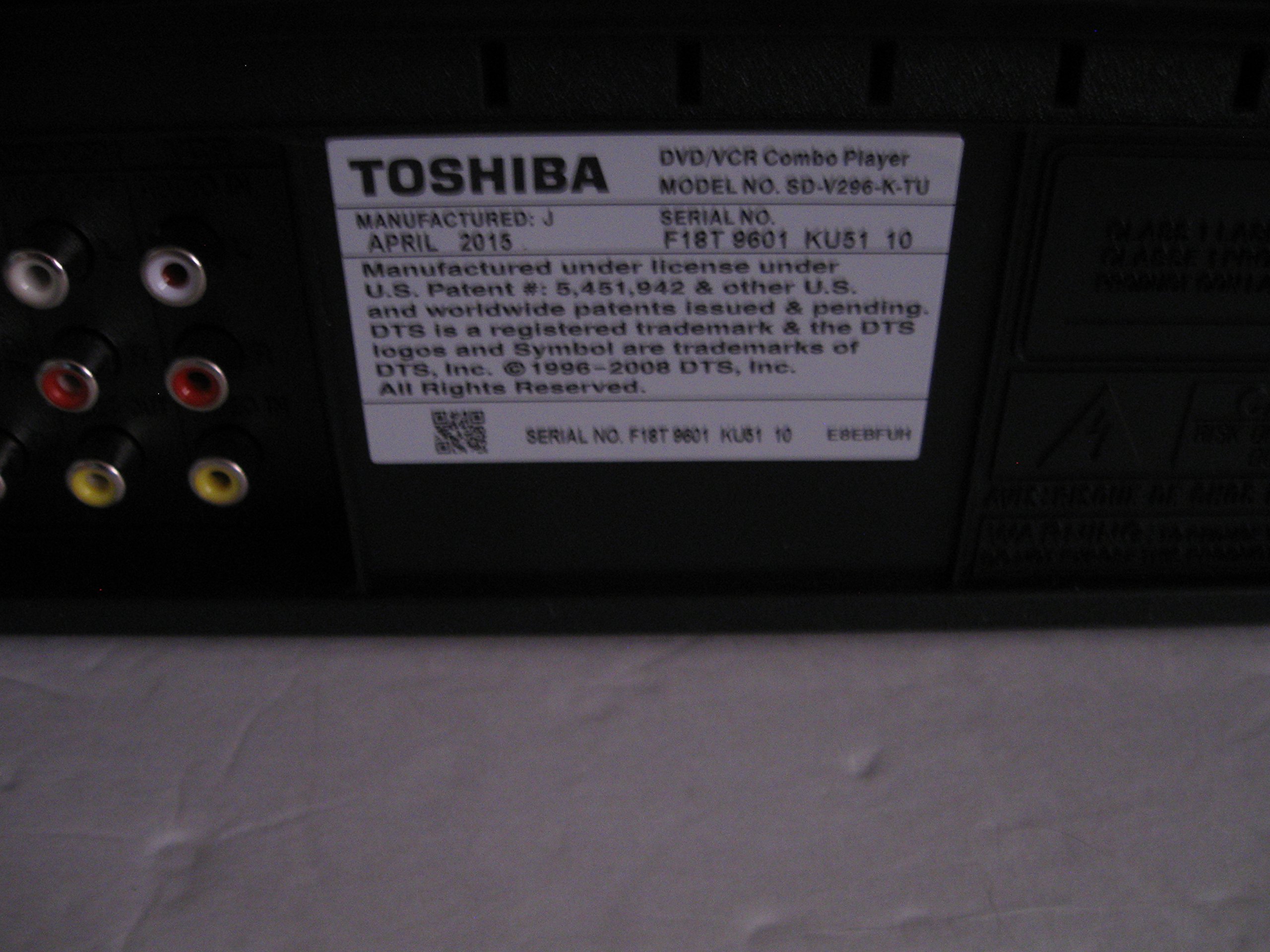 Toshiba SD-V296 DVD Player/VCR Combo, Progressive Scan Dolby Digital Remote Control, Black