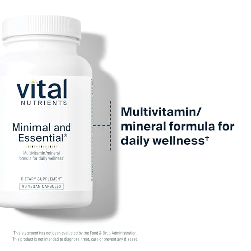 Vital Nutrients Minimal and Essential Multivitamin | Vegan One per Day Multi-vitamin, Mineral and Antioxidant Supplement* | Gluten, Dairy and Soy Free | Non-GMO | 90 Capsules