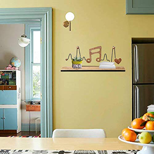 ZART HOME 24" Floating Shelf with Music Note - Hanging Mounted Kitchen Storage Shelves - Wall Decoration Shelf for Living Room(Brown)