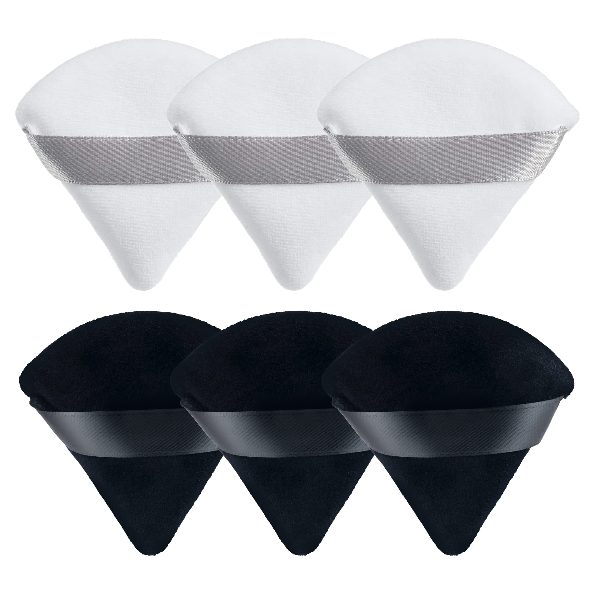 MOTZU 6 Pieces Powder Puff for Face Powder, Triangle Makeup Puff, Cotton Velour Triangle Face Puffs for Setting, Contouring, Under Eyes, and Corners, 2.76-inch Normal Size, with Strap, Beauty Tool