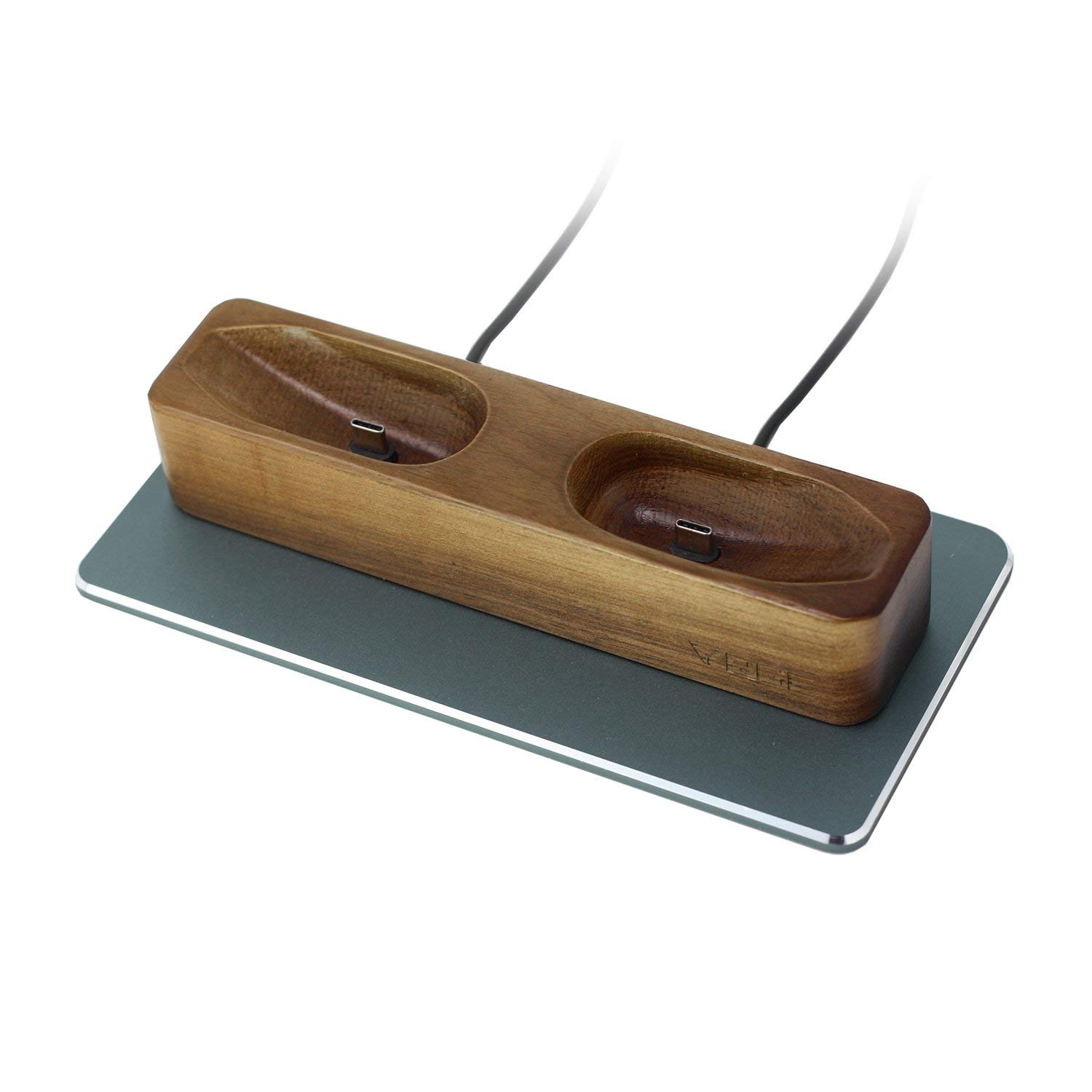 VRGE - Index Controller Dock - Premium Wood Top Storage and Charge Station for Valve Index VR Controllers