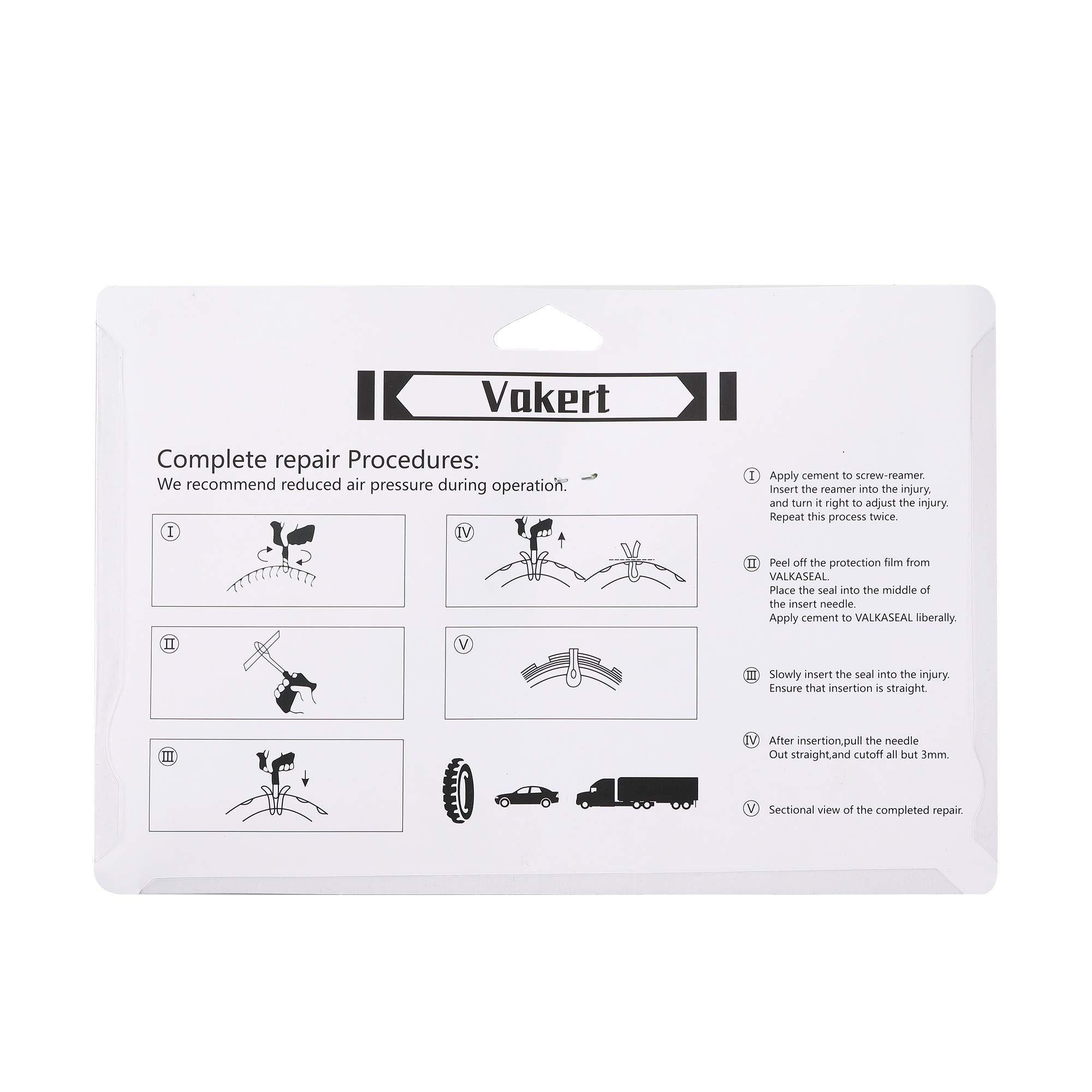 Vakert Tire Repair Kit Tool T-Handle String Rubber Plugs for Cars Trucks Motorcycles