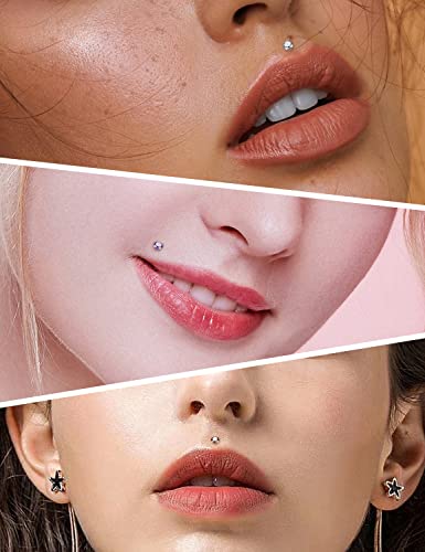 Ylqjksk 20G Nose Rings Stud Surgical Steel Threadless Push in Flat Back Stud Earrings Tragus Cartilage Earrings Lip Ring Medusa Piercing Jewelry for Women Men