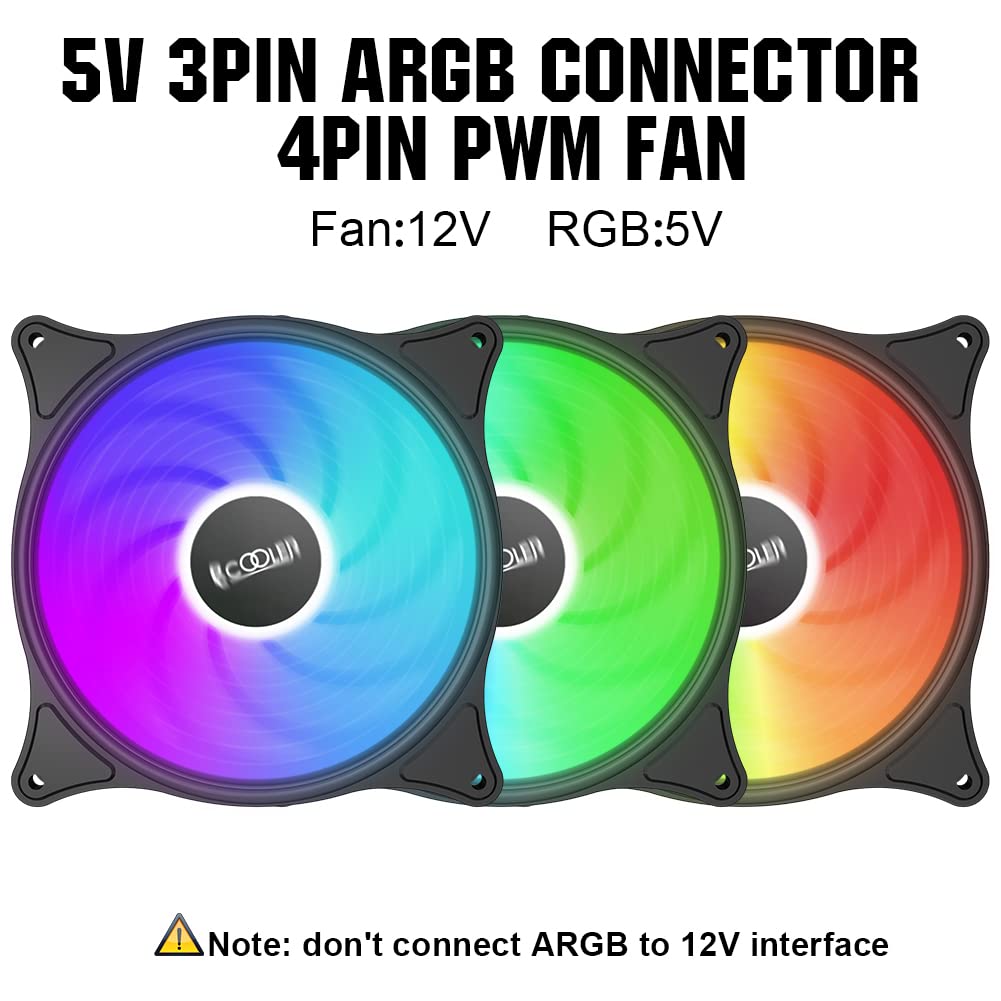 PCCOOLER 120mm Case Fan Dawn Series, 3M120HALO LED RGB Silent Fans - Advanced Lighting Customizations with 7 Colors&10 Lighting Modes - PWM High Performance Cooling Fan for PC Case Computer Fan