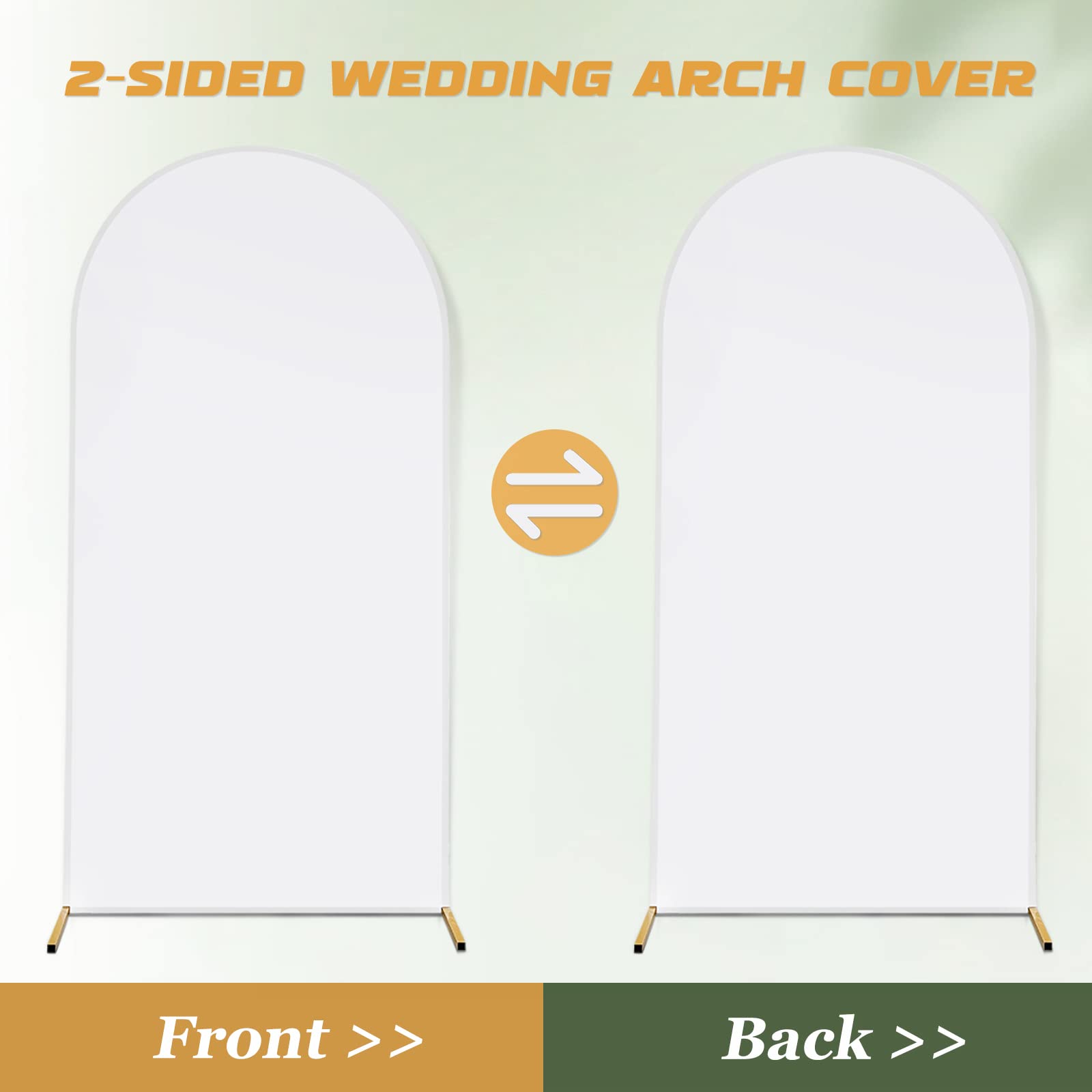 ZpigToor Spandex Fitted Arch Backdrop Cover Chiara Backdrop Cover,2-Sided Wedding Arch Cover for Wedding Ceremony Birthday Party Baby Shower Banquet Decoration (2.6 x 6 ft, White)(Frame Not Included)