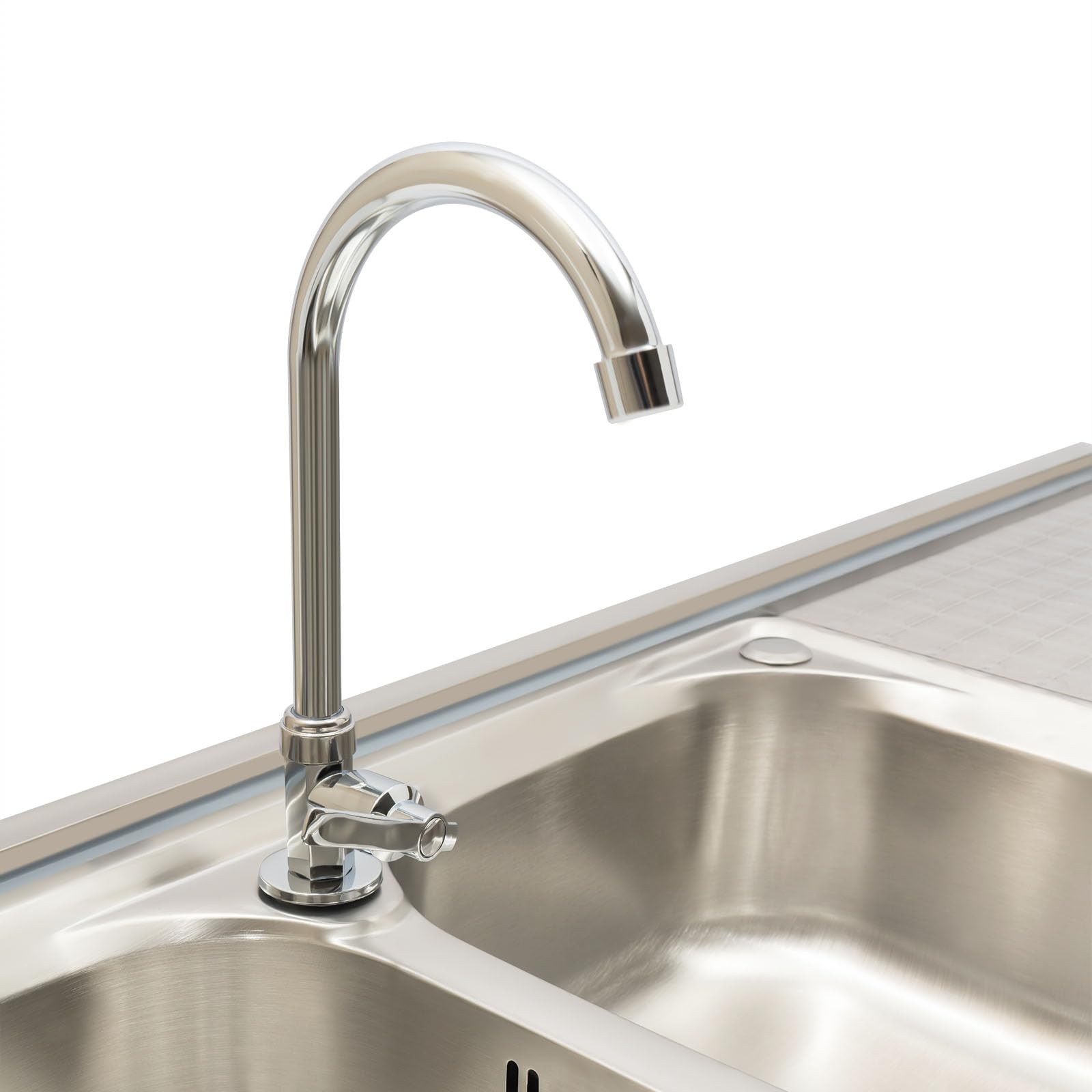 WINUS Free Standing Stainless-Steel Double Bowl Commercial Restaurant Kitchen Sink Set w/Faucet & Drainboard, Prep & Utility Washing Hand Basin w/Workbench & Double Storage Shelves Indoor Outdoor