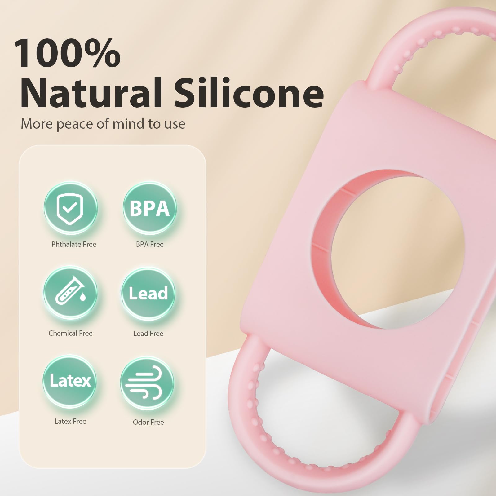 Wide Neck Bottle Handles for Dr Brown, 2 Pack Baby Bottle Holder 100% Silicone, BPA Free, Dishwasher Safe, Baby Grasp Teaching, Hands Free Feeding, Pink and Blue