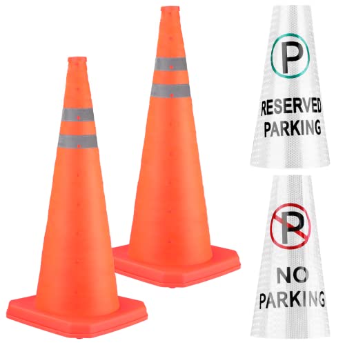 yeesport 4PCS 18 Inch Collapsible Traffic Cones, Multi Purpose Orange Cones with Reflective Strip Collar, Traffic Safety Cones for Road Safety, Parking and Driver Training