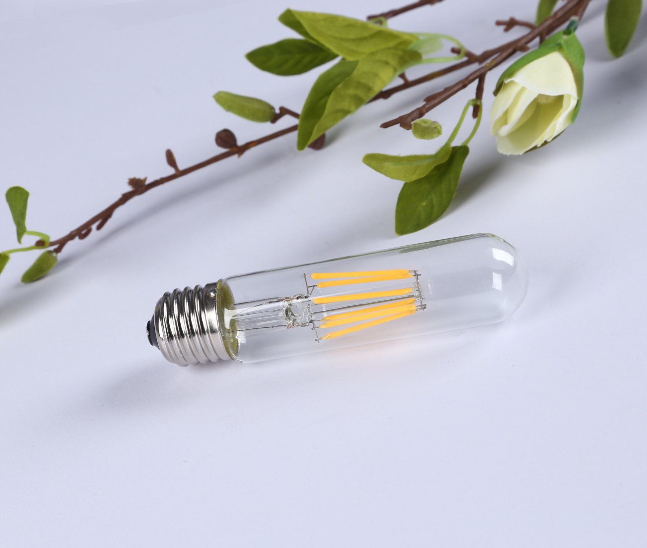 ZYCYLIGHT T10 6W Tubular LED Bulb, Dimmable Led Edison Bulb,Led Filament Bulb, T10 Nostalgic Led Bulb, E26 Medium Base, 60 Watt Bulb Equivalent, 2700K Warm White,550LM,Clear Glass Cover, 3-Pack