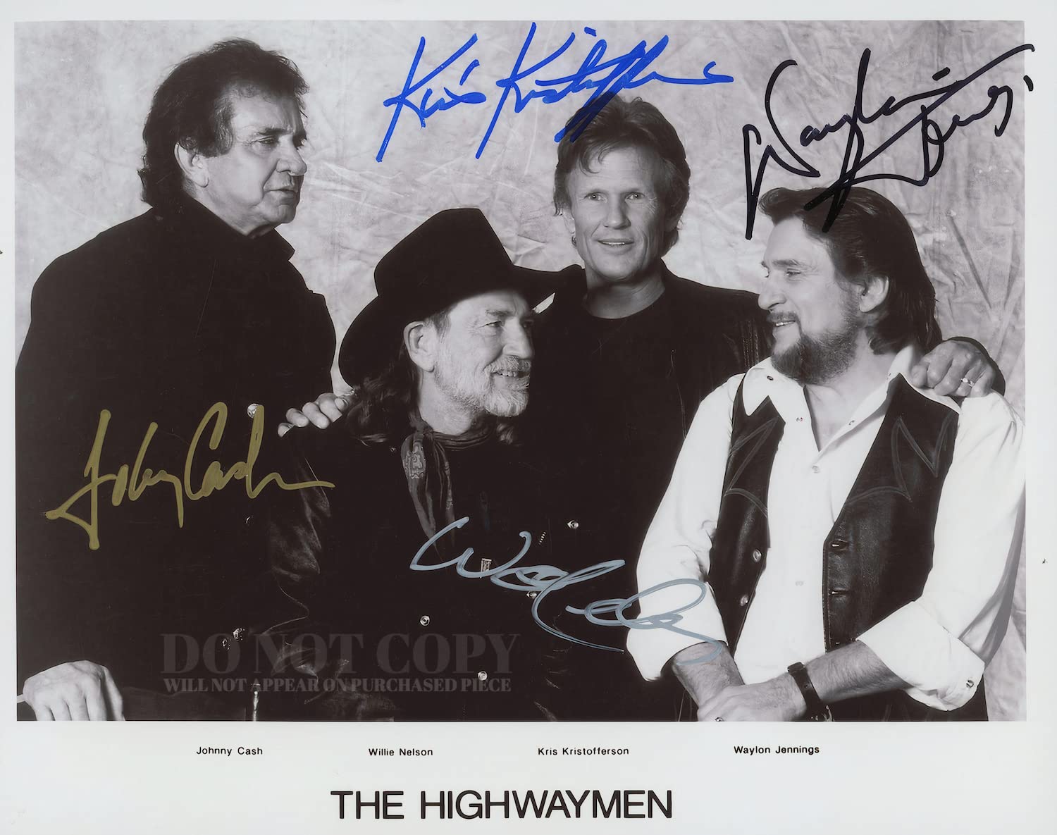The Highwaymen Photograph 8 X 10 | Johnny Cash | Waylon Jennings | Willie Nelson | Kris Kristofferson | Outlaw Country Supergroup | Magnificent Photo | Poster Art Print