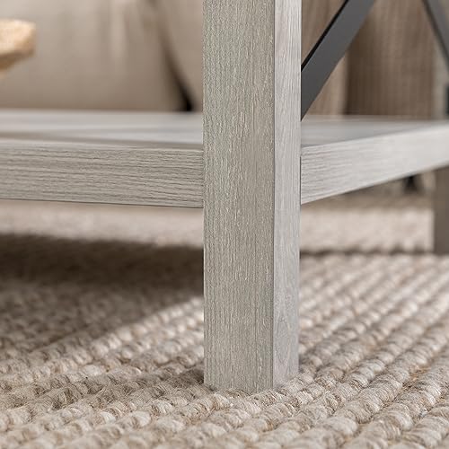 Walker Edison Sedalia Modern Farmhouse Metal X Coffee Table, 40 Inch, Stone Grey