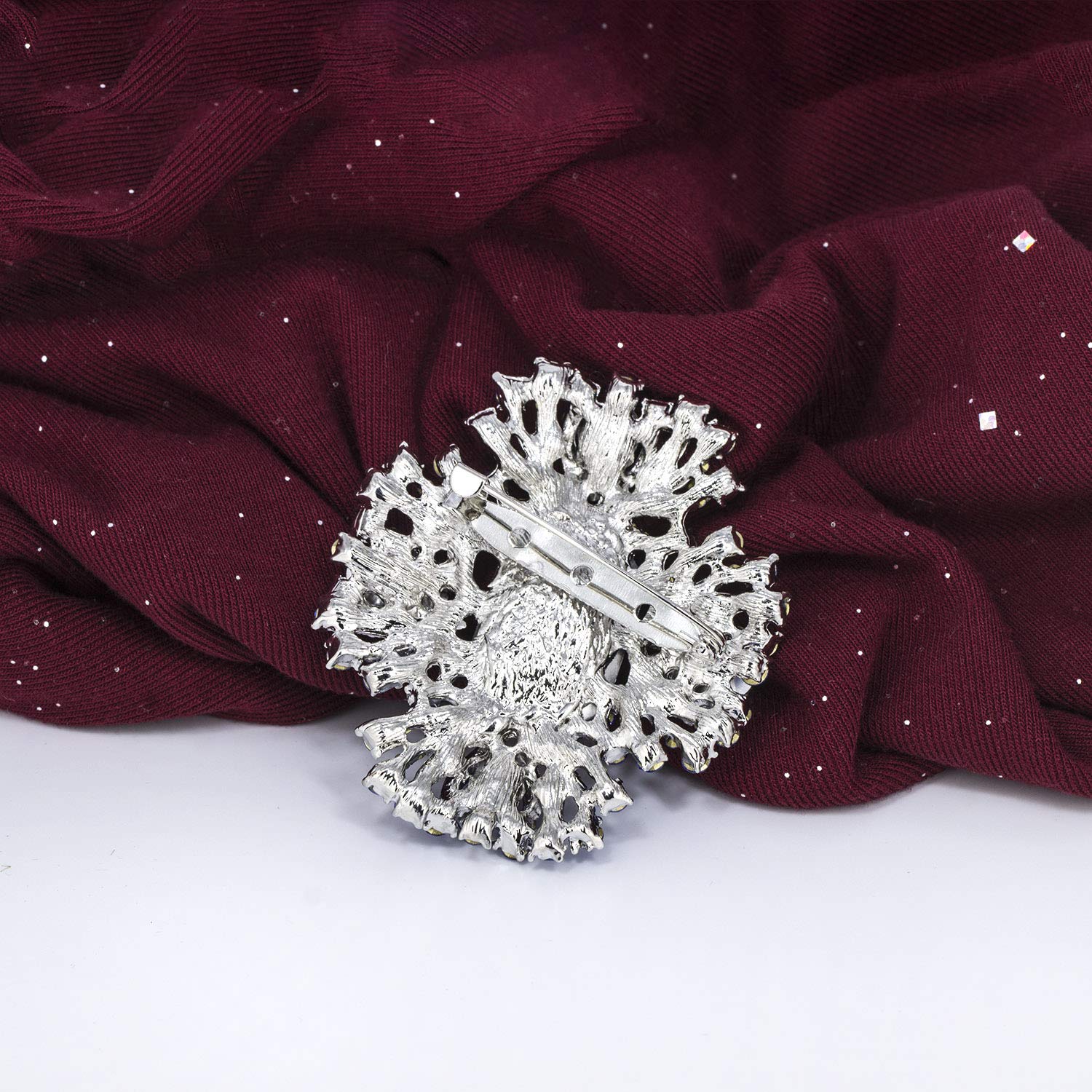 YOQUCOL Vintage Blue Austrian Crystal Rhinestone Brooch Pin Elegant Jewelry For Women