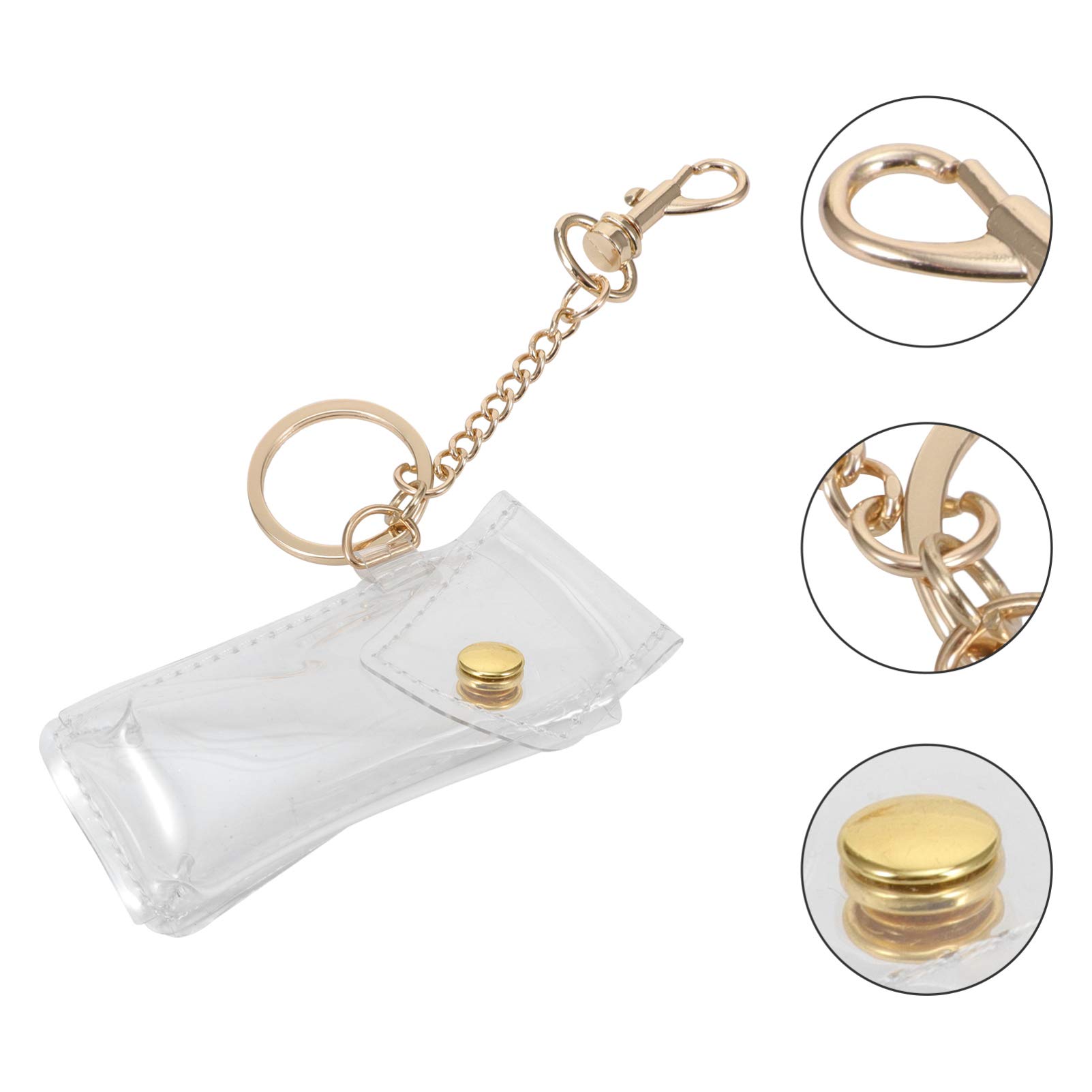 VALICLUD Clear Lipstick Keychain 2 pack keychain holder lip balm keychain holder keychain cap Keychain Clear