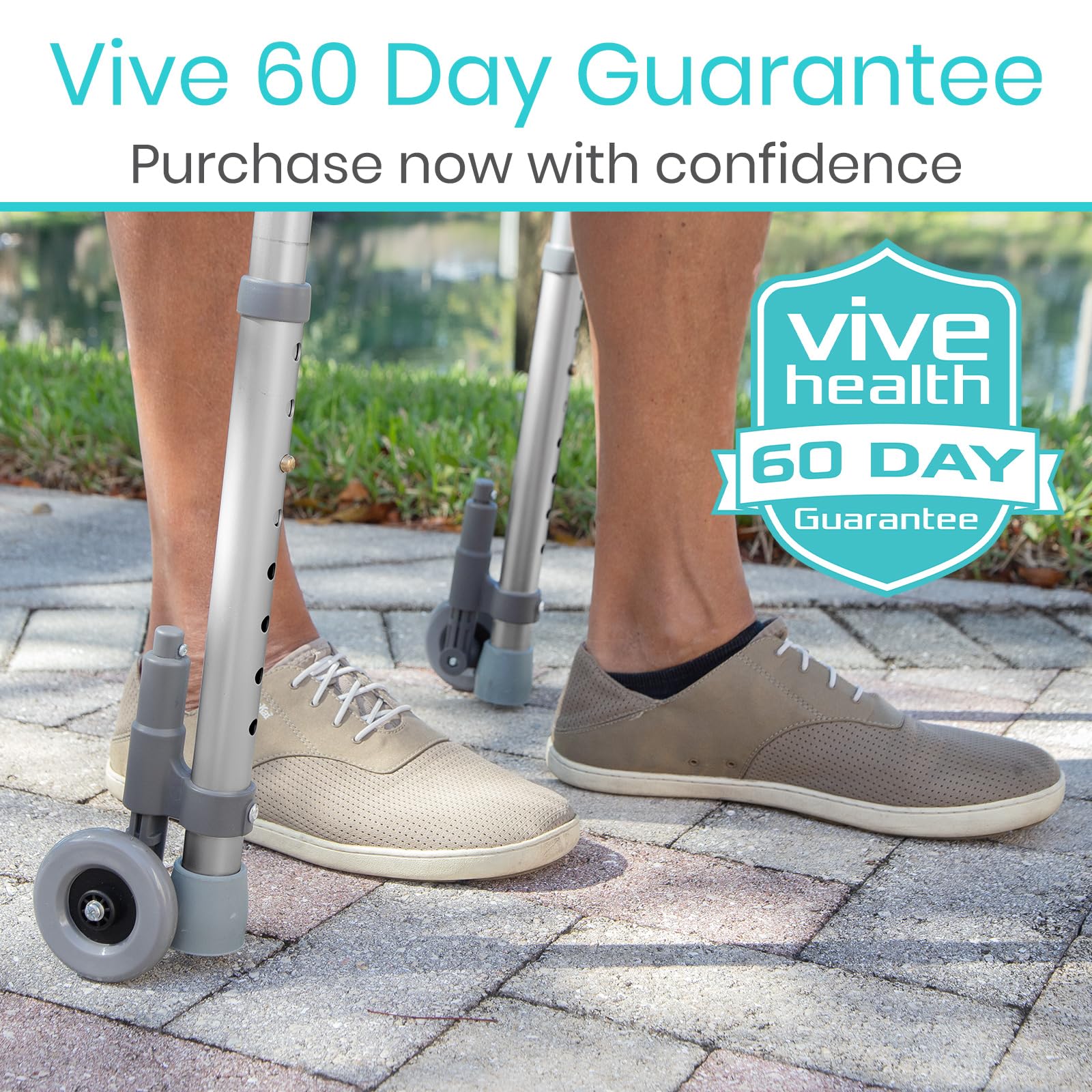 Vive Walker Wheels with Brakes - Mobility Aid Equipment for Seniors - Replacement Parts for Back Stability Safety - 3 Inch Rear Glide Rubber Wheel - Swivel/Lock Universal Adjustable Design