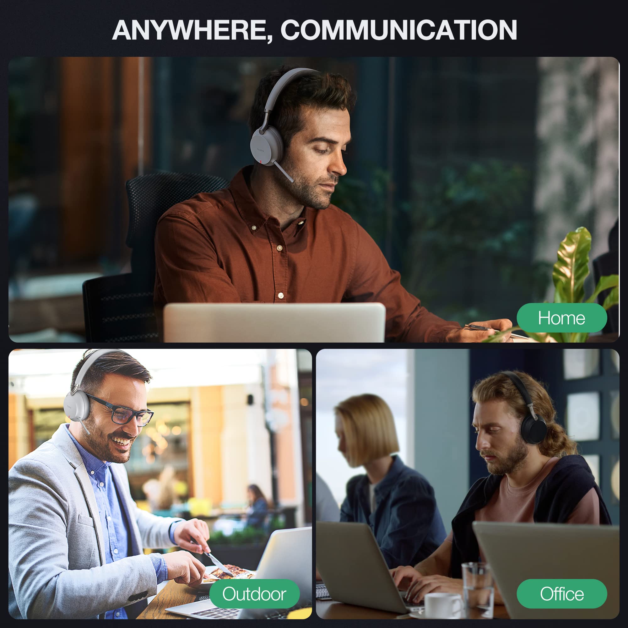Yealink BH72 Bluetooth Headst with Microphone (Light Gray, Headset,UC Compatible)