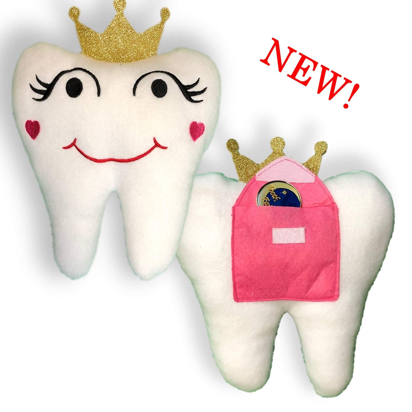 Tooth Fairy Pillow Book and Gold Coin Keepsake Set Kit with Velvet Memory Bag for Boys and Girls