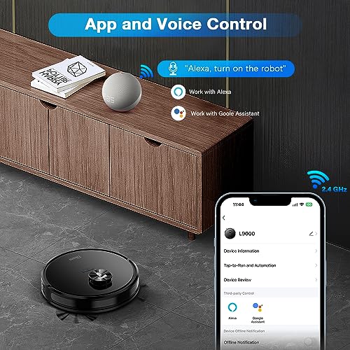 Tikom L9000 Robot Vacuum and Mop Combo, LiDAR Navigation, 4000Pa Robotic Vacuum Cleaner, Up to 150Mins, Smart Mapping, 14 No-go Zones, Good for Pet Hair, Carpet, Hard Floor