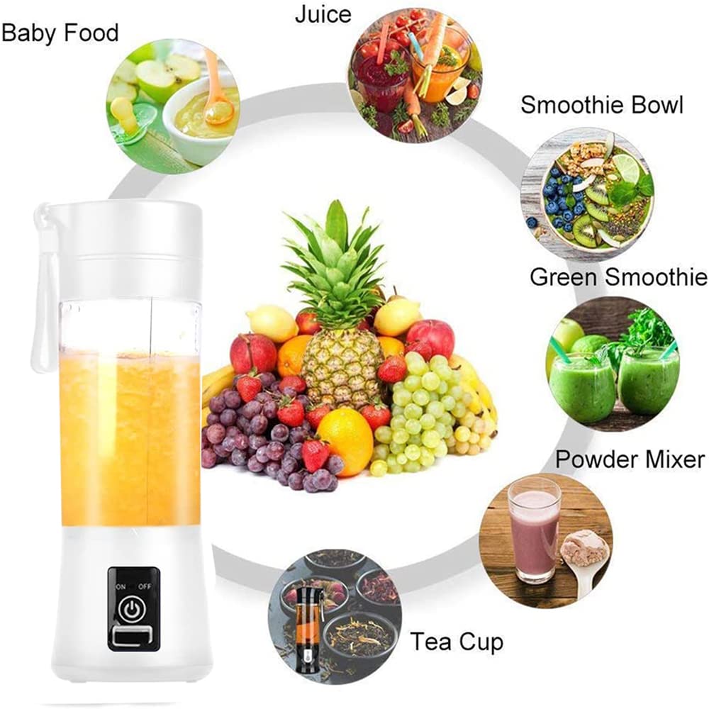 WENPIC GLHDDL-Portable Blender USB Rechargeable - Portable for Shakes & Smoothies 6 Blades, Fruit Vegetable Juicer Travel Sports Kitchen Mini Blend Jet 2 (Upgraded Version, White)