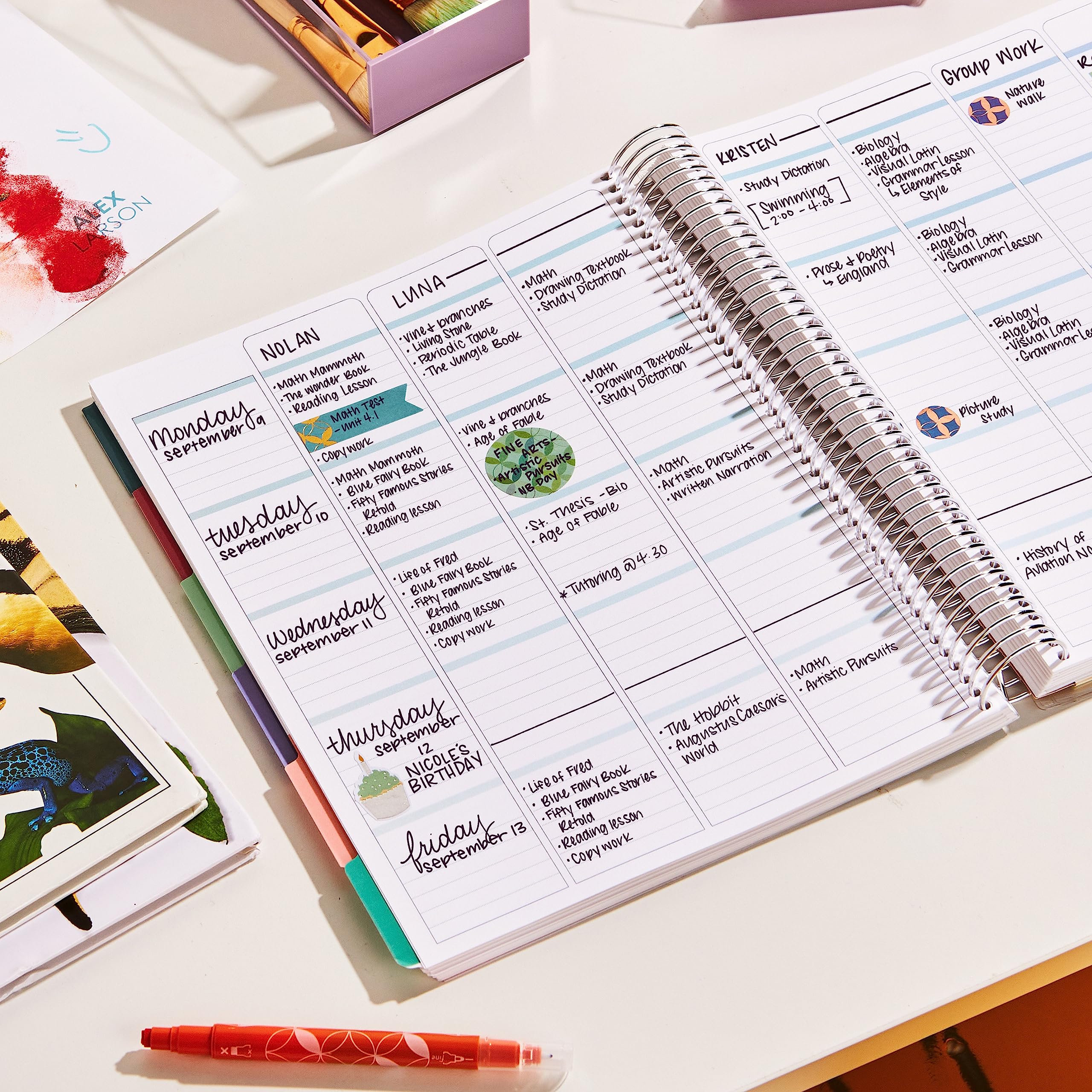 Undated Homeschool Planner 8.5" x 11" Platinum Spiral 12-Month. Layers Colorful Classic Cover by Erin Condren