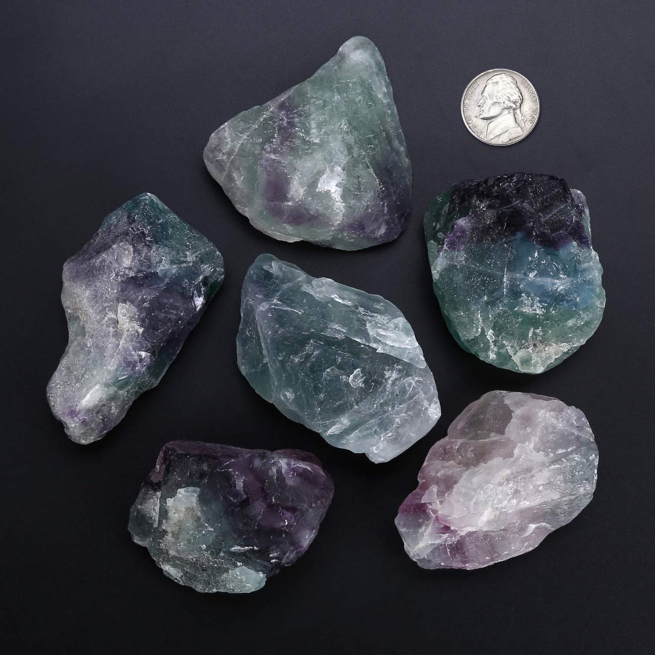 Top Plaza Amethyst Reiki Healing Crystals Copper Money Tree Wrapped On Raw Natural Fluorite Base Crystal Home Office Desk Tree Decor Feng Shui Luck Figurine Statue Mini Sized