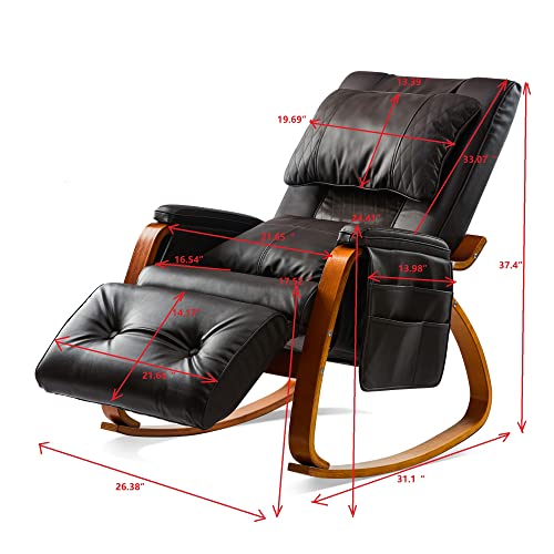 Yehha Rocking Living Room, PU Leather Electric Recliner w/Remote Control, 5 Angle Adjustments & Six Massage Modes, Single Sofa Home Theater Chairs, Dark Brown