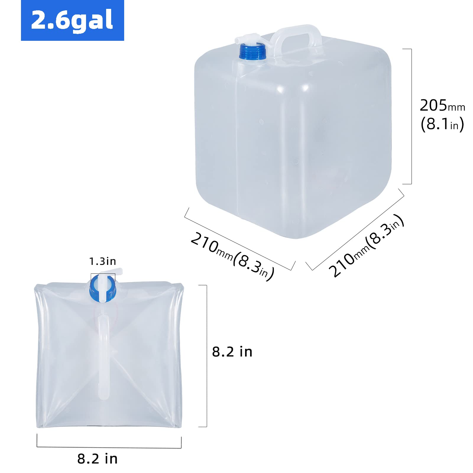 UMETASS 2 Pack-5.3 Gallon Collapsible Water Container with Storage Bags, Foldable Cube Water Jugs Portable Water Storage for Outdoors Camping Hiking (5.3Gallon-2pack)