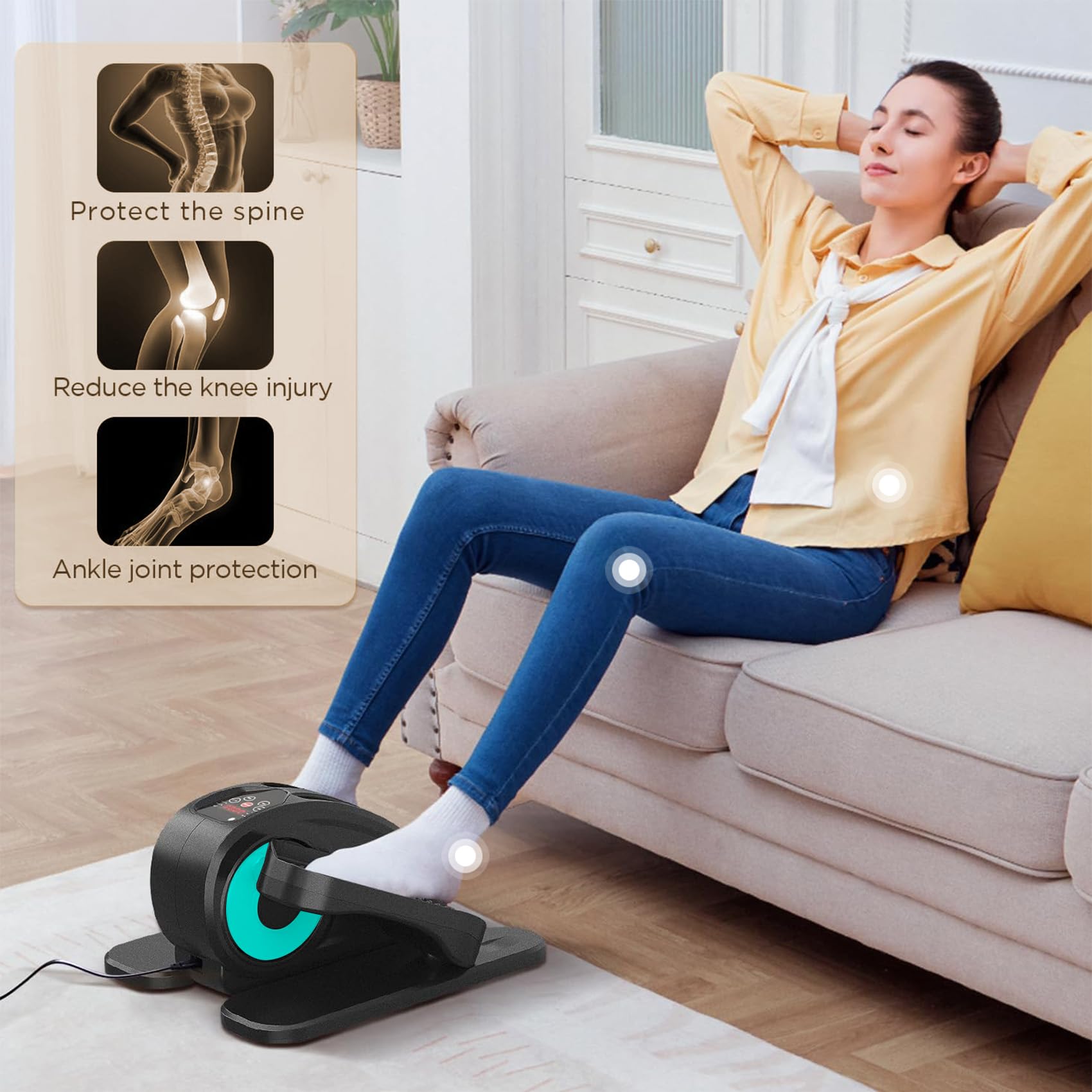 Under Desk Elliptical Machine, Mini Elliptical Pedal Machine, Under Desk Pedal Exerciser, Compact Elliptical Machine Trainer with Non-Slip Pedal for Home Office Workout, Black