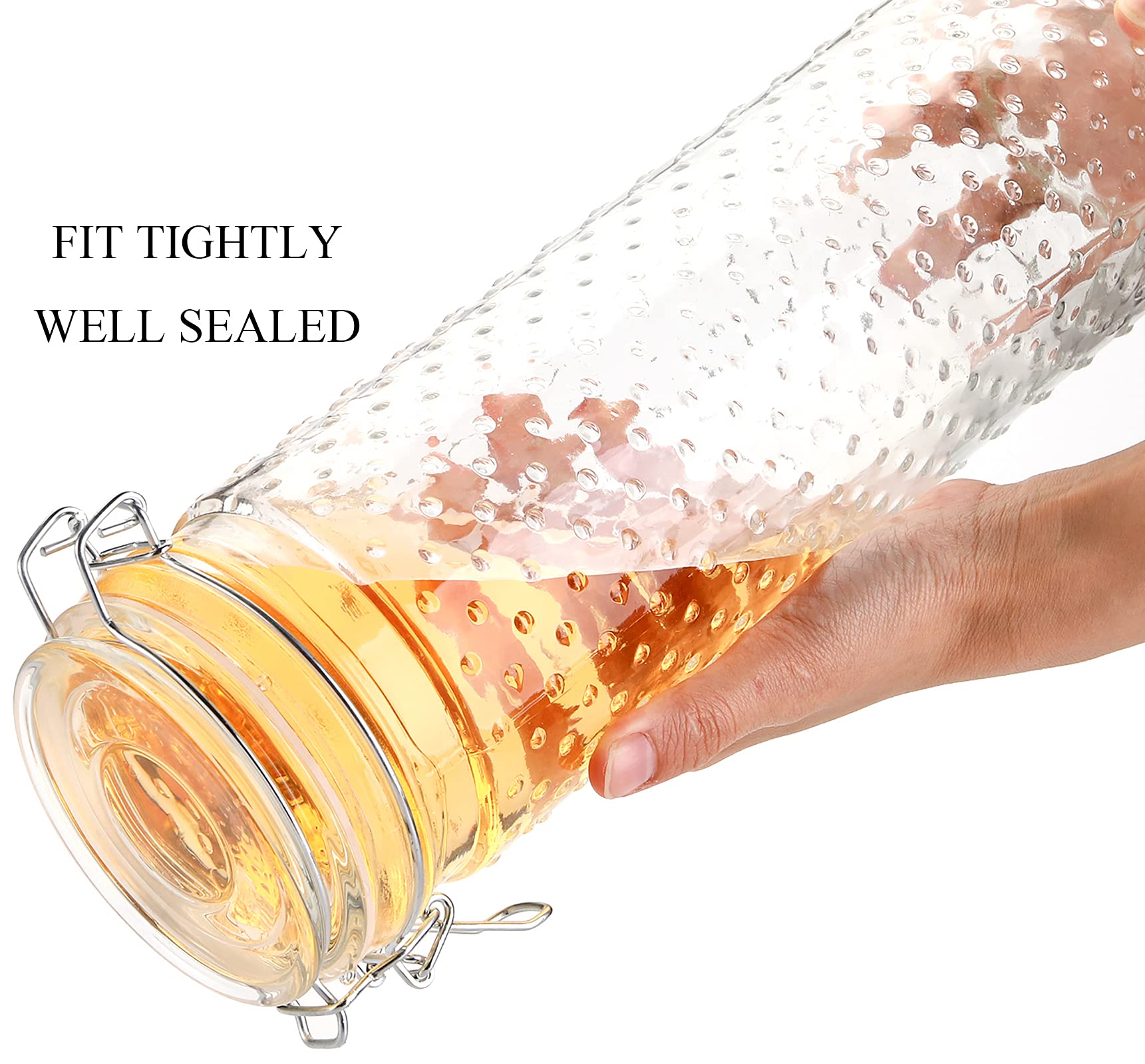 Yesland 2 Pcs 60 Oz Glass Food Storage Jar Canister with Airtight Seal Lid - Large Noodle Holder/Spaghetti Storage Container - Cereal Containers for Kitchen Canning, Pasta, Sugar, Beans and Spice