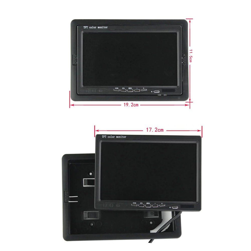 Vehicle Backup Camera and 7 inch Screen Monitor System 12V/24V,2 x IR Night Vision Car Reverse Rear View Mirror Camera Kit with 4 Pin 15m 20m Cable for RV Bus Semi Truck Trailer 5th Camper