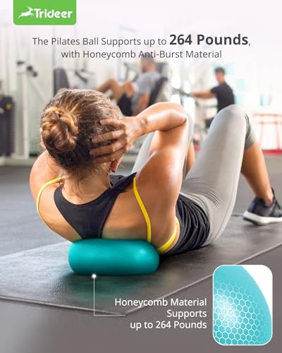 Trideer Pilates Ball 9 Inch Core Ball, Small Exercise Ball with Exercise Guide Barre Ball Mini Yoga Ball for Pilates, Yoga, Core Training, Physical Therapy, Balance, Stability, Stretching (Turkis)