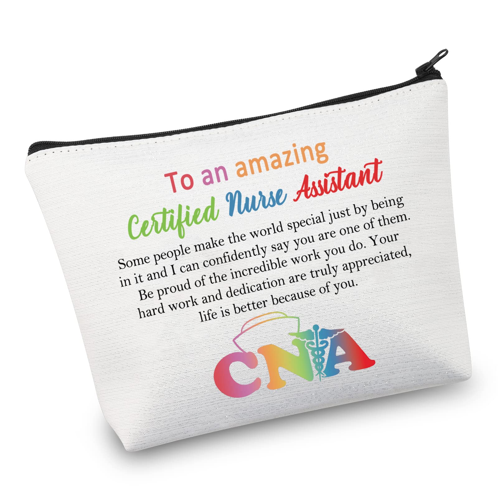 VAMSII CNA Makeup Bag Certified Nursing Assistant Gifts CNA Appreciation Gift Nursing Assistant Week CNA Graduation Cosmetic Zipper Pouch(CNA better bag)