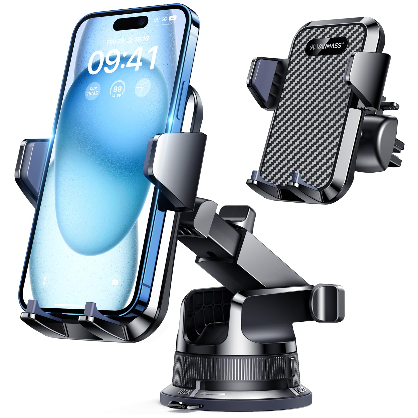 VANMASS [2023 Upgraded Car Dashboard Phone Holder Mount [Super Suction Cup] Compatible for iPhone 13 Pro Max 12 11 X Xr 8 7 Plus Mini Se Universal Cell Phone Windshield Vent Handsfree Cradle,Bronze