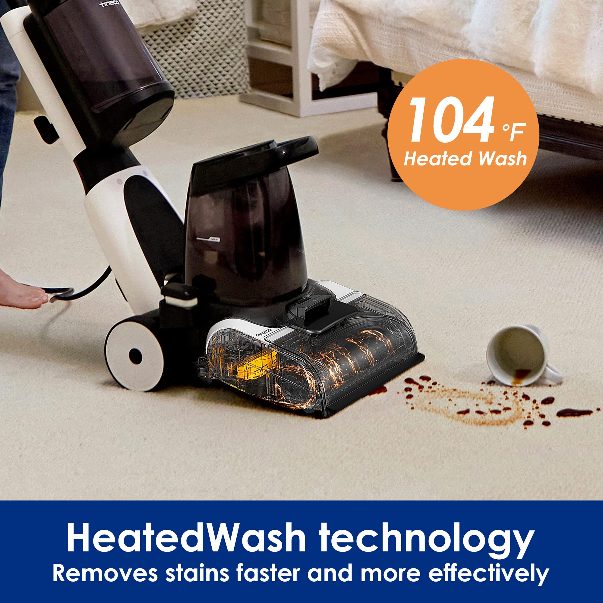 Tineco CARPET ONE Smart Carpet Cleaner Machine, Lightweight Carpet Shampooer and Portable Upholstery Cleaner with LED Display, Pet Carpet Cleaner with App Connection, Voice Prompts
